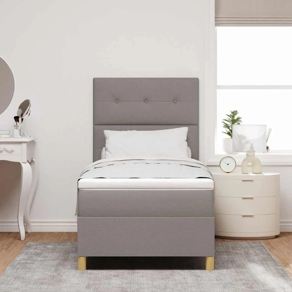 Postel s boxspringem s čelo Taupe 80 x 200 cm textil 3339578