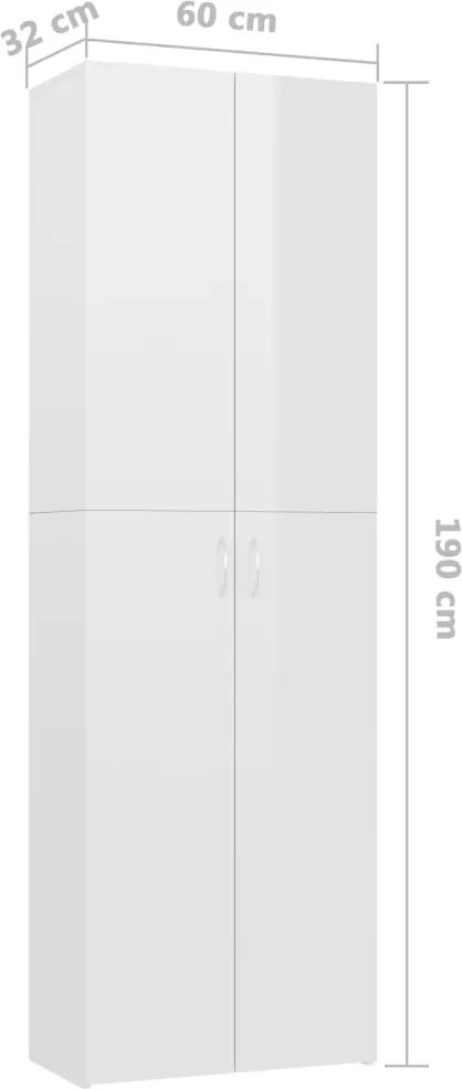 vidaXL Marketos Kancelářská skříň bílá lesklá 60 x 32 x 190 cm kompozitní dřevo