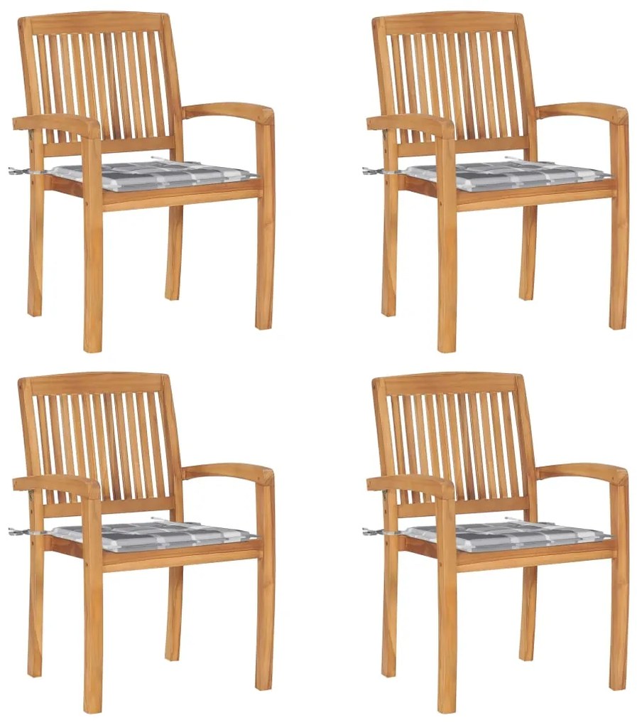 Stohovatelné zahradní židle s poduškami 4 ks masivní teak 3073224