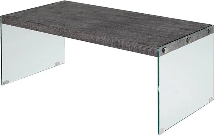 Tempo Kondela Konferenční stolek, tvrzené sklo / MDF, vzor dřevo, BOJAN