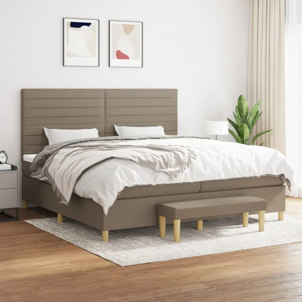 Box spring postel s matrací taupe 200x200 cm textil 3137265