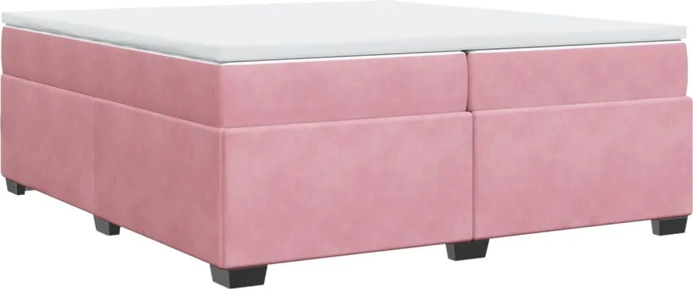 Box spring postel s matrací růžová 200x200 cm samet 3285310