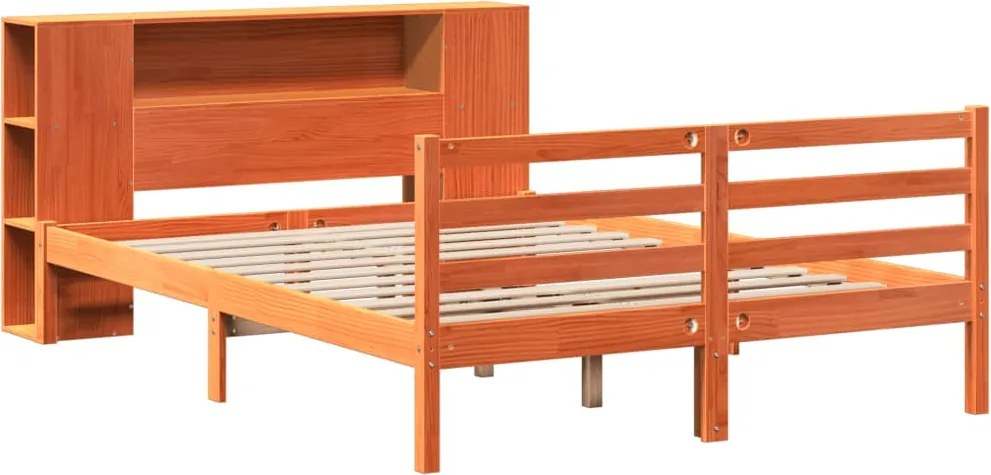 Postel s knihovnou bez matrace 135 x 190 cm masivní borovice 3321863