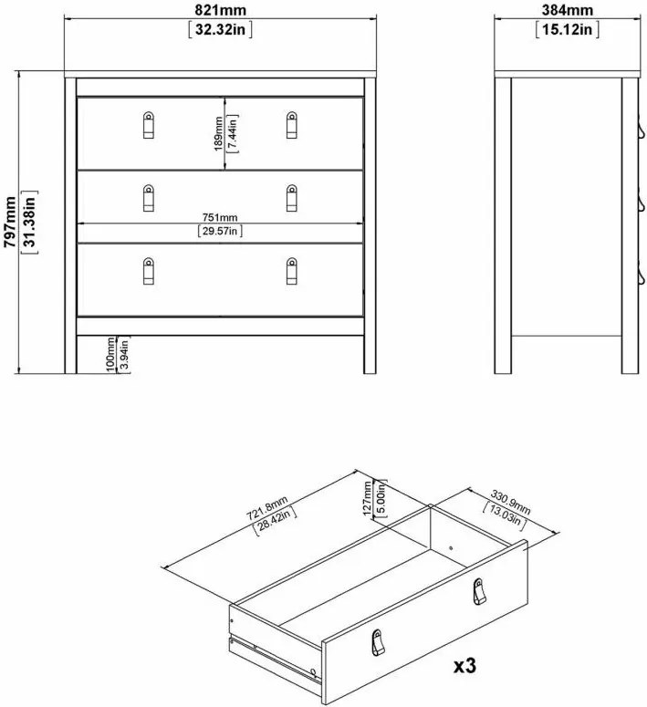 Komoda TWO REE 82 cm černá