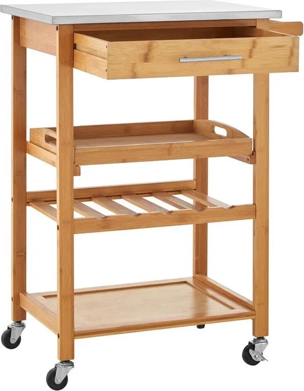 Bambusový servírovací stolek na kolečkách 41x58 cm Harlow – Premier Housewares
