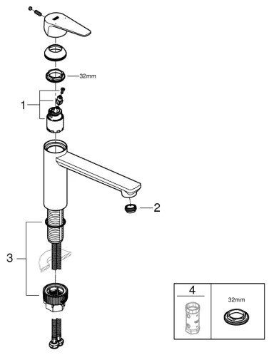GROHE 31693000 - Dřezová baterie BAUEDGE 193 mm lesklý chrom