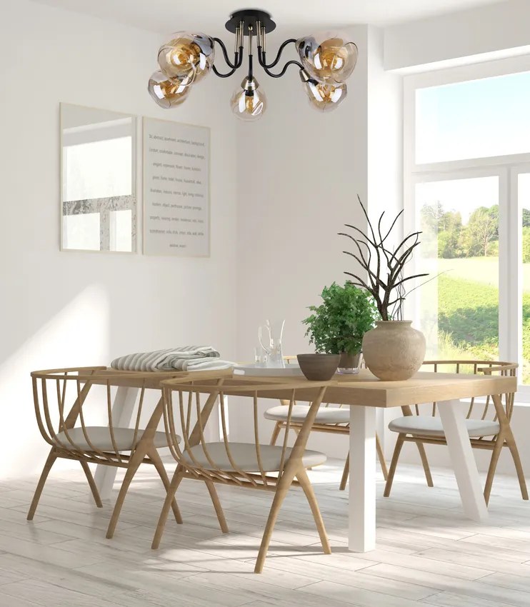 Černo-zlaté stropní svítidlo Unica pro žárovku 5x E27  - Candellux