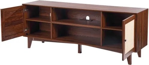 Ratan-TV-Ständer 191 cm Fernseher Boho-TV-Schrank Fernsehschrank Walnuss