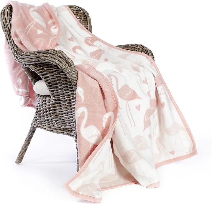 Goldea luxusní česaná deka bavlna - vzor 007 plameňáci 150 x 200 cm