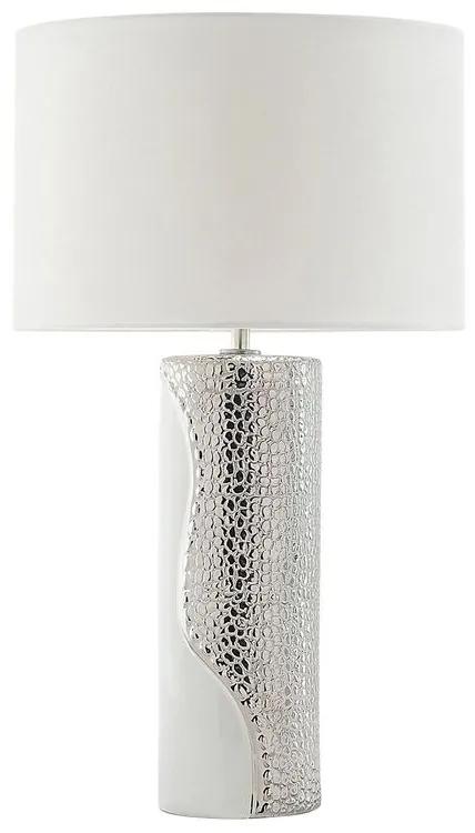 Bílá a stříbrná stolní lampa na noční stolek AIKEN Beliani