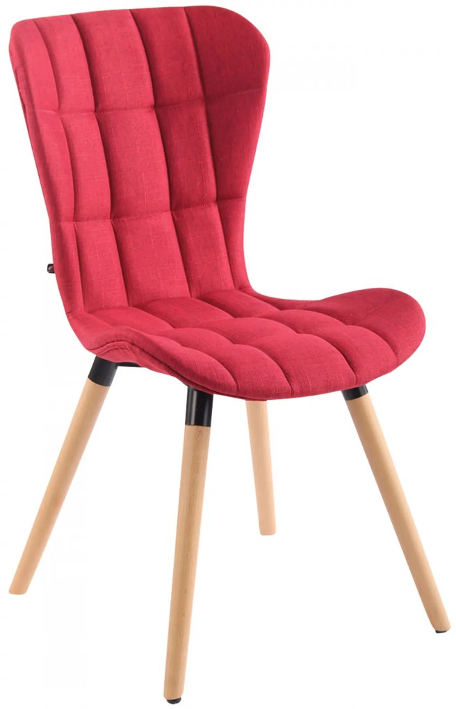 Jídelní židle Odda ~ látka, dřevěné nohy natura - Červená