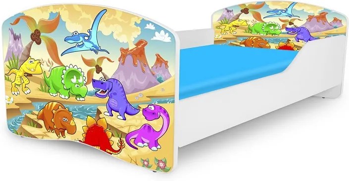Dětská postel Dinosauři - rainbow - Rozměry postele délka 160 x šířka 80