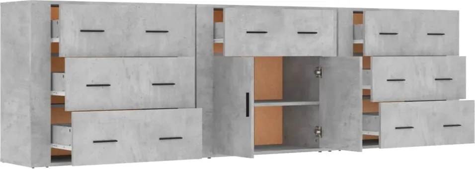 Příborníky 3 ks betonově šedé kompozitní dřevo 3185427