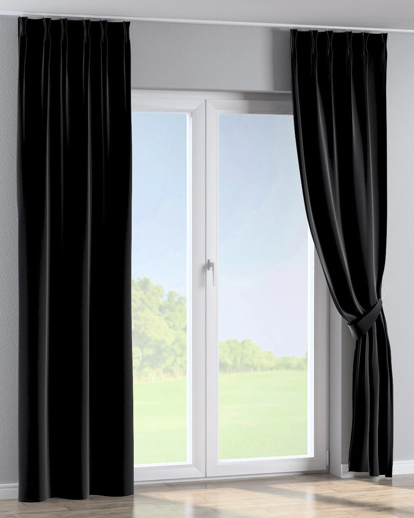 Závěs na dvojitých hačcích flex barva černá látka lesklé, sametová