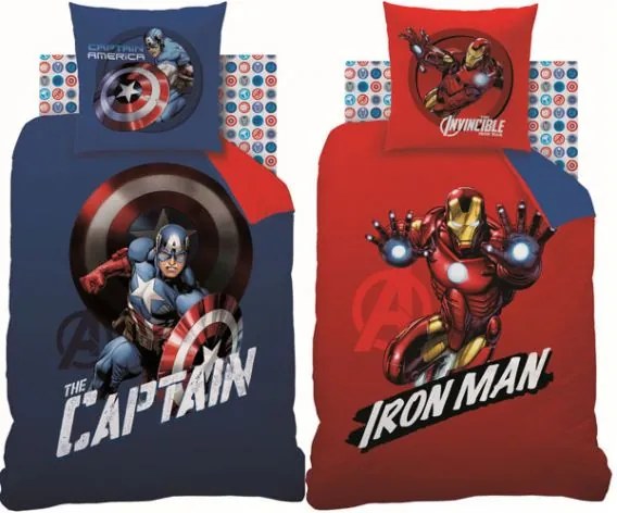 Dětské povlečení do velké postele 140x200 - Avengers Kapitán amerika a Iron men Lobles