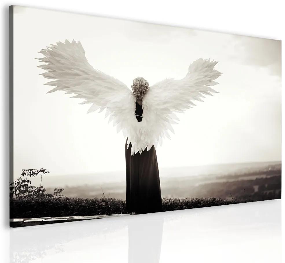 InSmile ® Černobílý obraz anděl Velikost: 90x60 cm