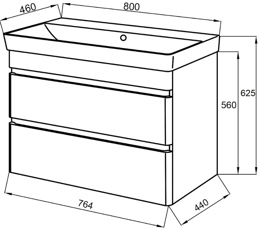 Kingsbath Vivace Mokko Air 80 závěsná koupelnová skříňka s keramickým umyvadlem