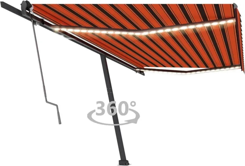 vidaXL Automatická markýza LED a senzor větru 500 x 300 cm [3069794] Barva: Modro-bílá