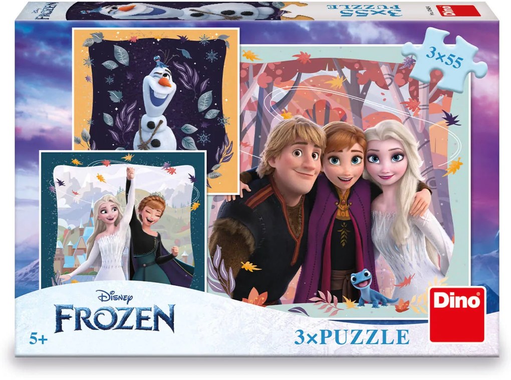 DINO Puzzle Frozen Radostný podzim 3x55 dílků 18x18cm skládačka dn335424