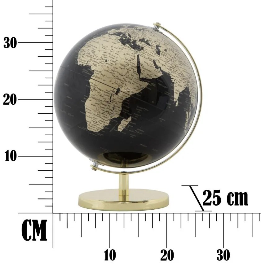 Stolní dekorativní glóbus Mauro Ferretti Earth Big, 25x34 cm, černá/zlatá