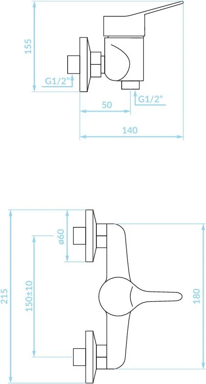 Kuchinox Tibi, nástěnná sprchová baterie, chromová, LAV-BQY_040D