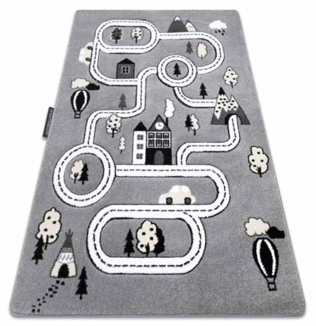 Dětský kusový koberec Cesty ve městě šedý 240x330cm