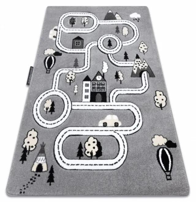 Dětský kusový koberec Cesty ve městě šedý 280x370cm