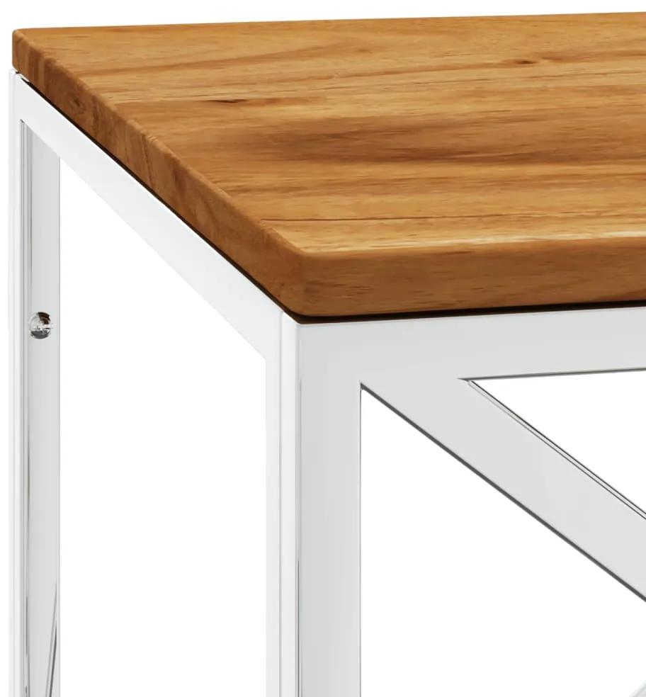 Konferenční stolek nerezová ocel a masivní akáciové dřevo - Default Title