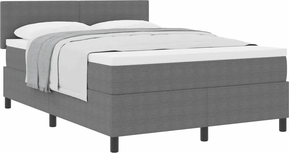 Postel s boxspringem s čelo Světle šedá a bílá 140 x 200 cm 3337515