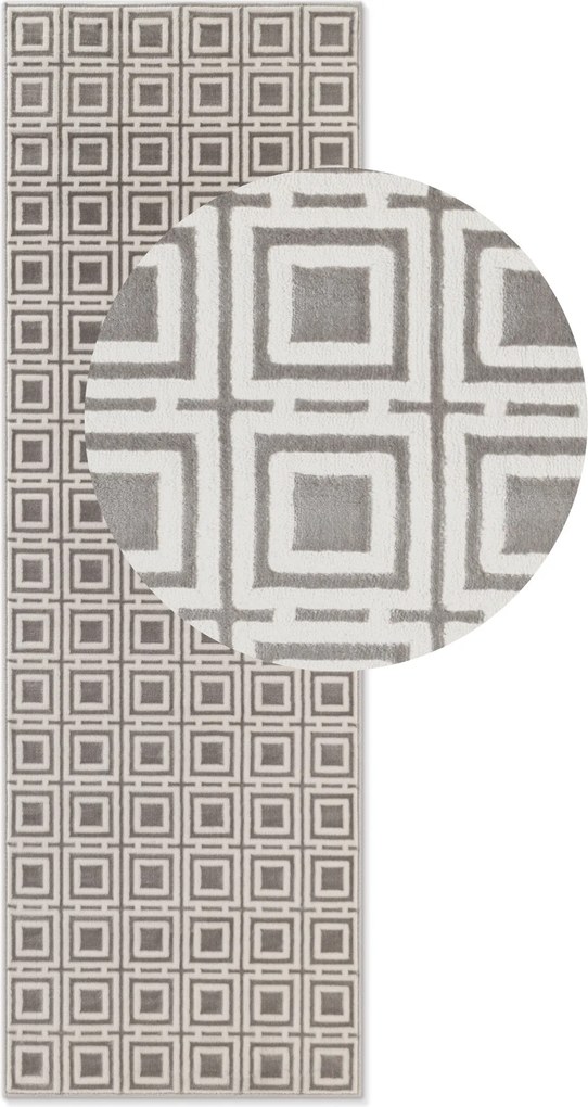 ELLE Decoration, Běhoun Perles 106190 Cream Grey z kolekce Elle, 80x240, šedá, ložnice