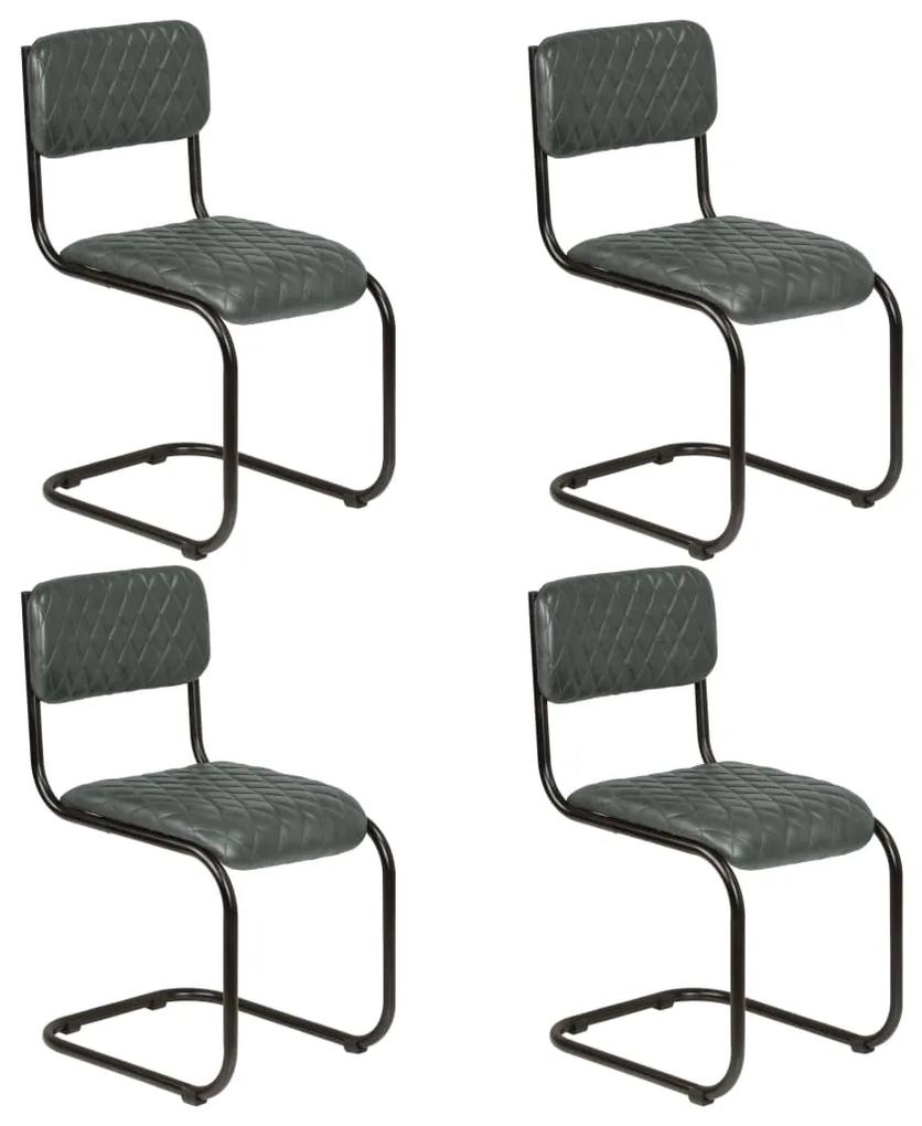 275784 vidaXL Jídelní židle 4 ks pravá kůže šedé