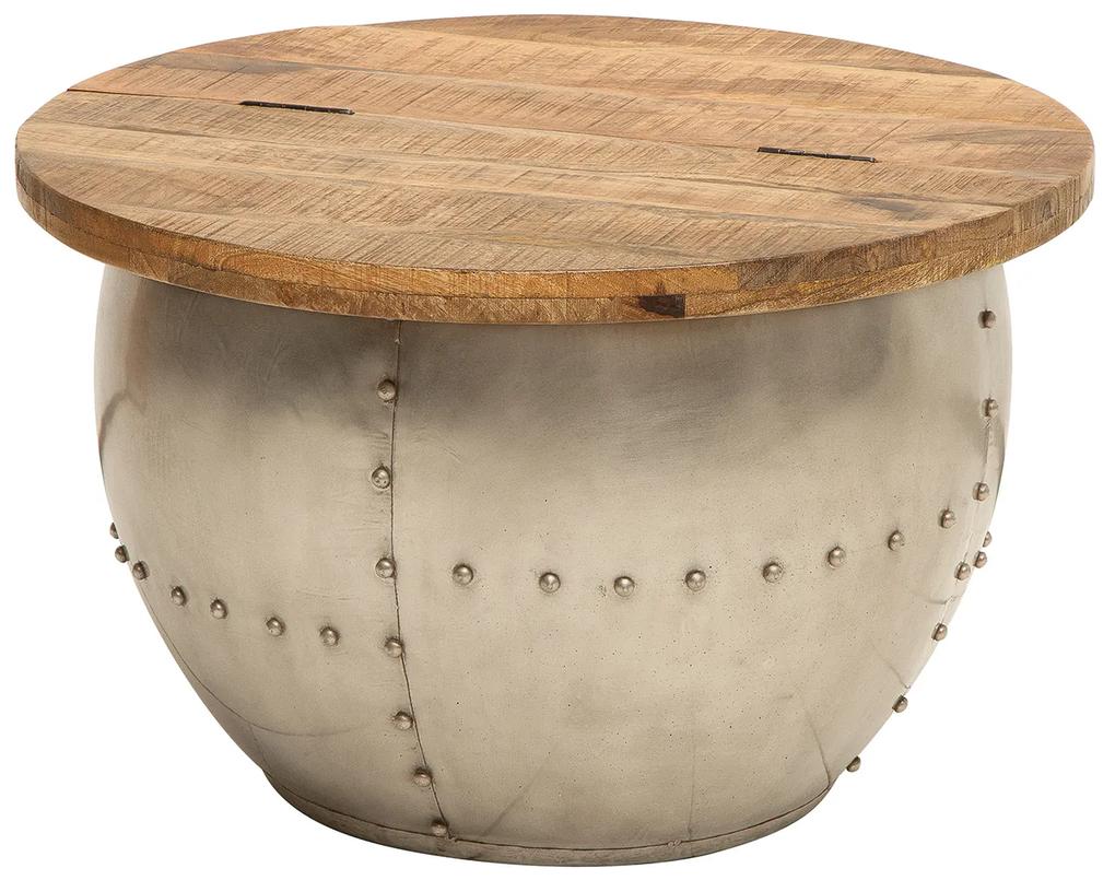 Konferenční stolek ARMOR, kov, mangové dřevo, přírodní