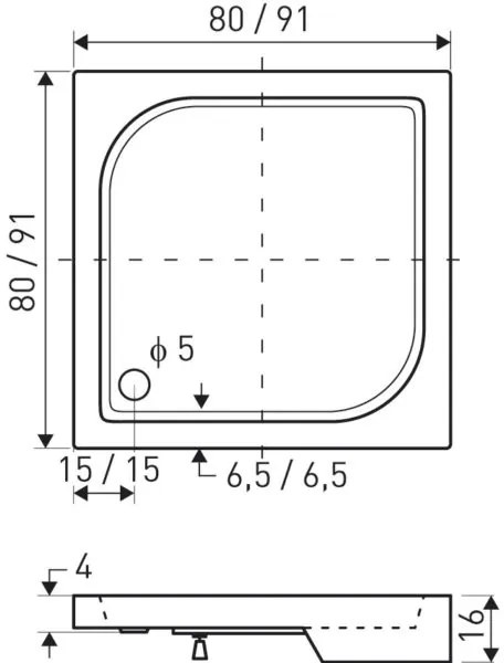 Novoterm Čtvercový sprchový kout NV-Tomar 80x80 černá/grafit + vanička bílá