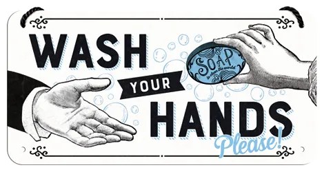 Postershop Závesná cedule: Wash Your Hands - 20x10 cm