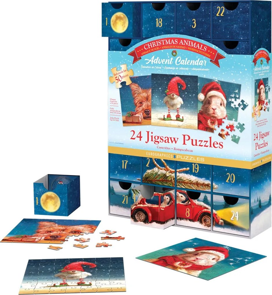 Adventní kalendář eurographics puzzle adventní kalendář: vánoční zvířátka 24x50 dílků
