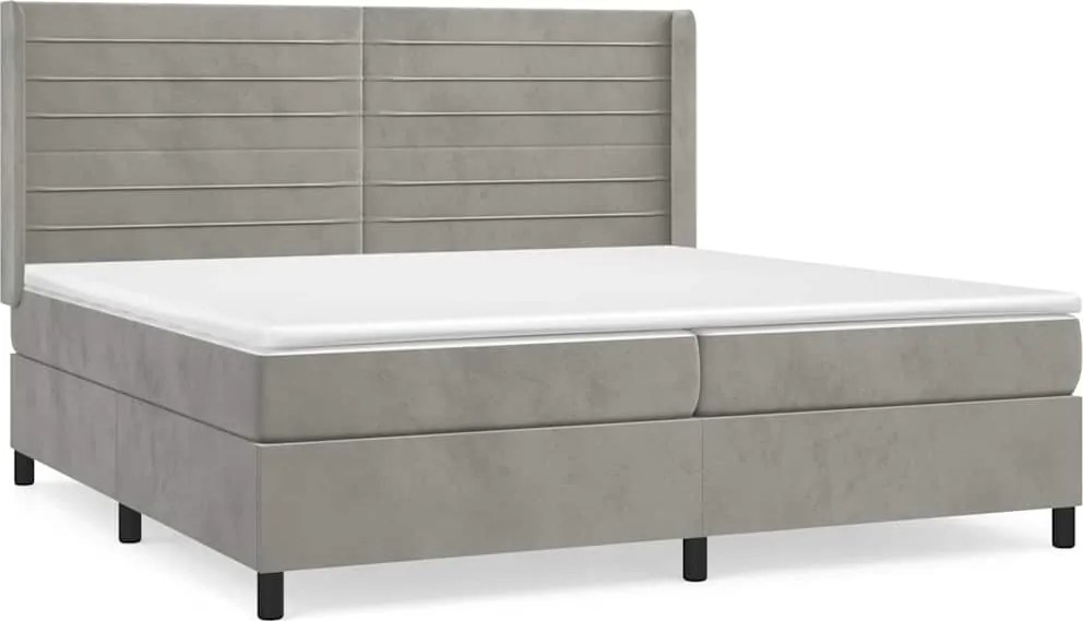 Box spring postel s matrací světle šedá 200x200 cm samet 3132759