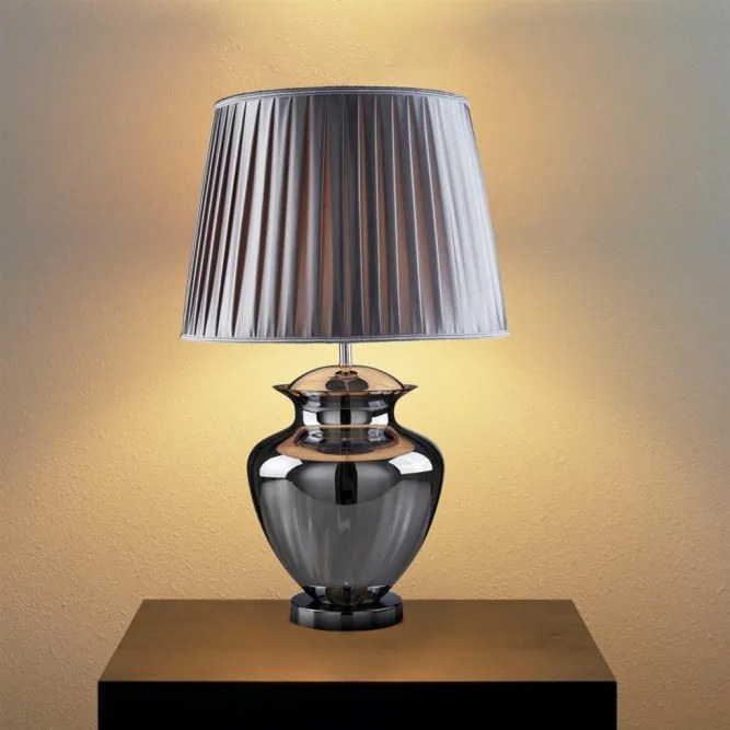 Searchlight EU8531SM Stylová stolní lampa ELINA ŠEDÁ, kouřové sklo