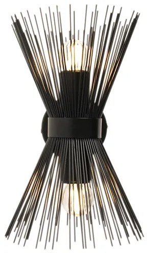 Art Deco nástěnná lampa černá 2-světlo - Broom
