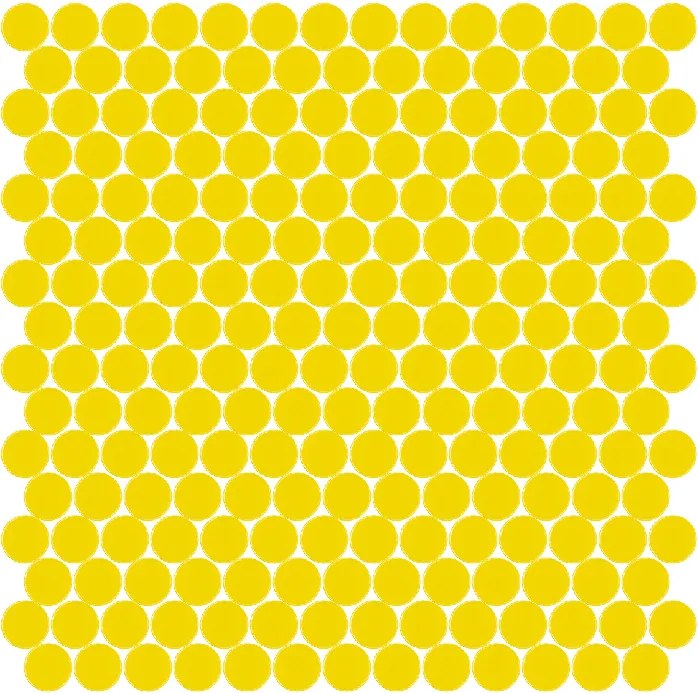 Hisbalit Obklad skleněná žlutá Mozaika 302C MAT kolečka  kolečka prům. 2,2 (33,33x33,33) cm - KO302CMH