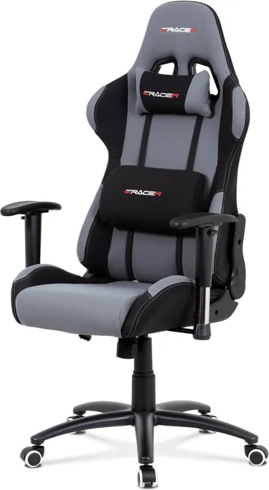 Kancelářská židle houpací mech., kovový kříž, šedá látka – opěrák 90°–180° Šedá