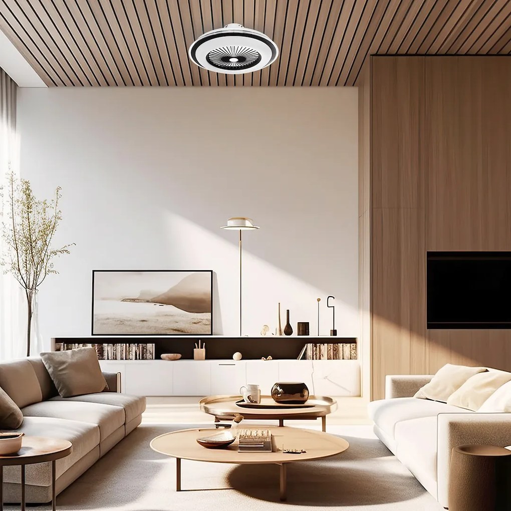 Stropní LED svítidlo Zephyr, 1x LED 48w, 3000-6000k, b, s ventilátorem a ovladačem