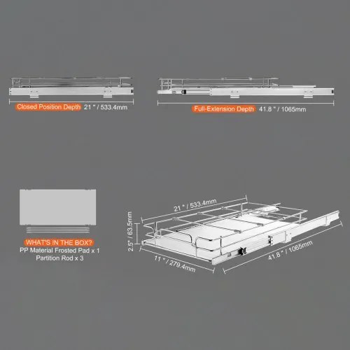 27,9 cm š × 53,3 cm D výsuvný organizér do skříňky