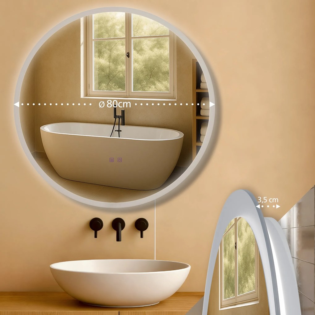 Koupelnové zrcadlo Laconia 80 bez Bluetooth – čiré sklo