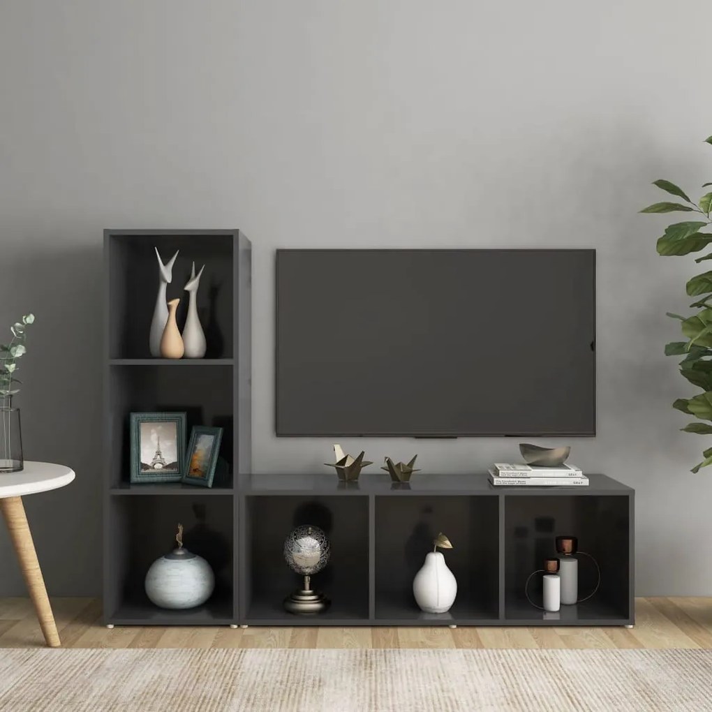 vidaXL TV skříňky 2 ks šedé 107 x 35 x 37 cm dřevotříska