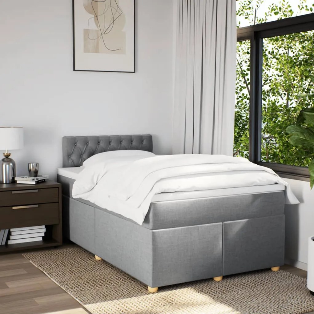 Box spring postel s matrací světle šedá 120 x 200 cm textil 3286654