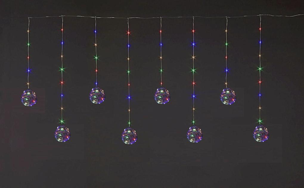 Vánoční světelný závěs s 8 zářivými koulemi z mikro řetězu, 3m, 156 LED, různé barvy na výběr Barva: Teplá bílá