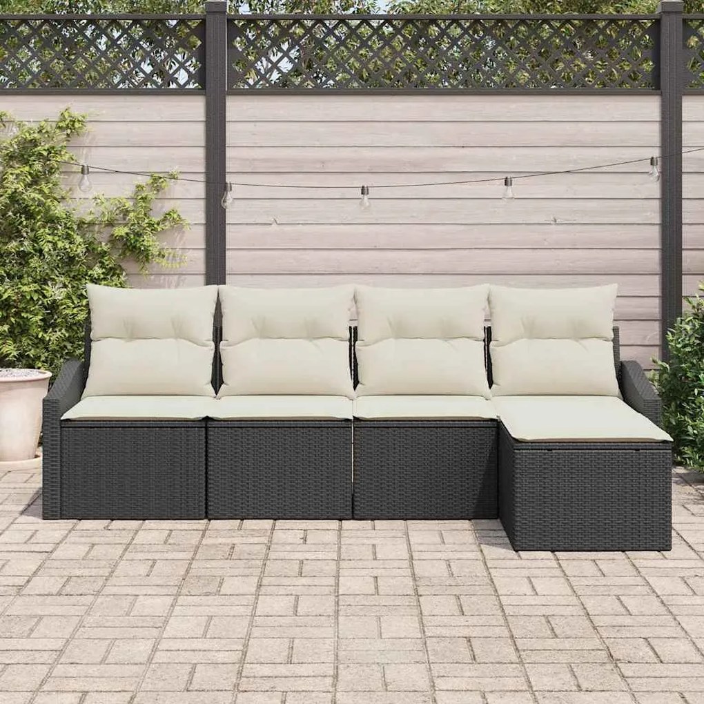 Set pohovek 5 ks Černá a krémová polyratan 3355346