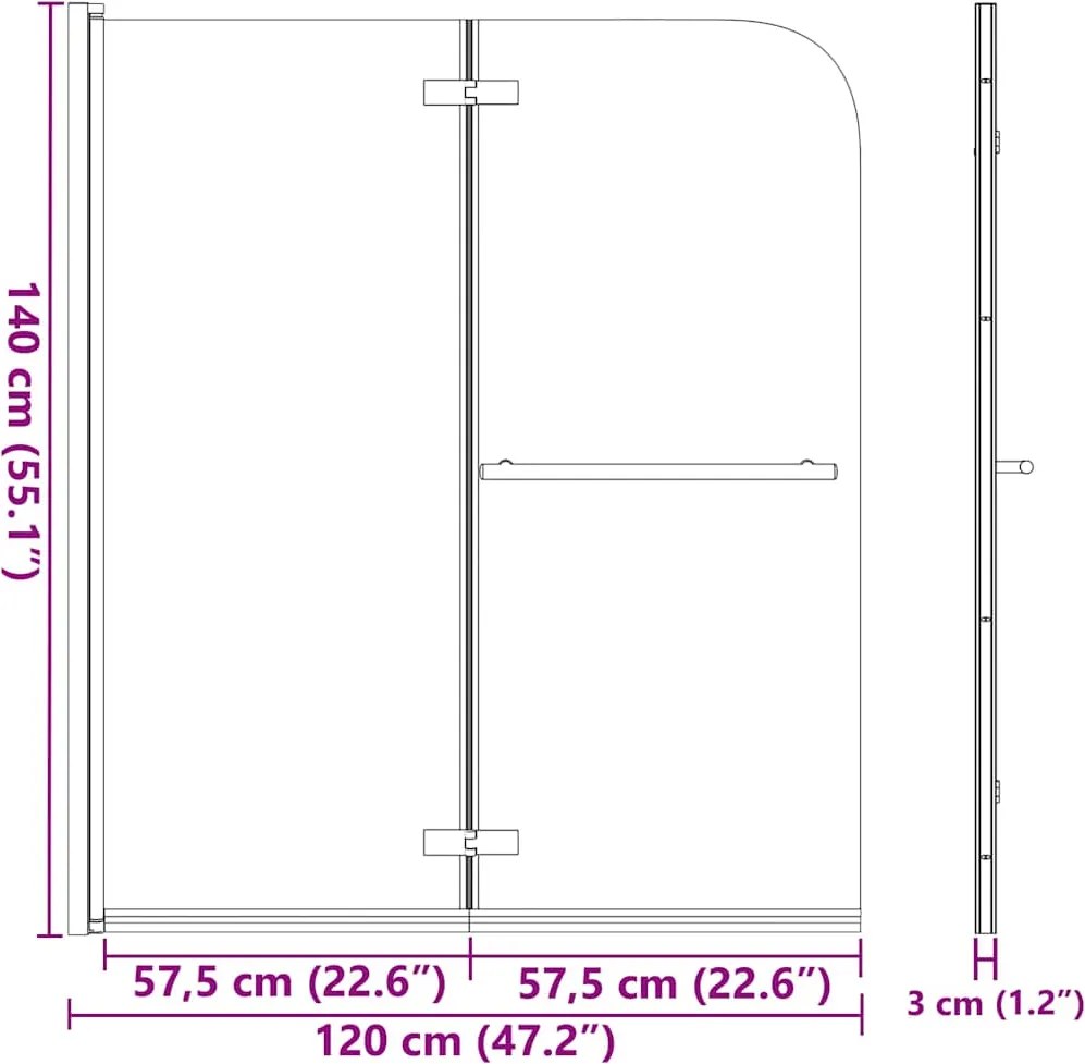 Skládací sprchový kout se 2 panely ESG 120 x 140 cm 144677