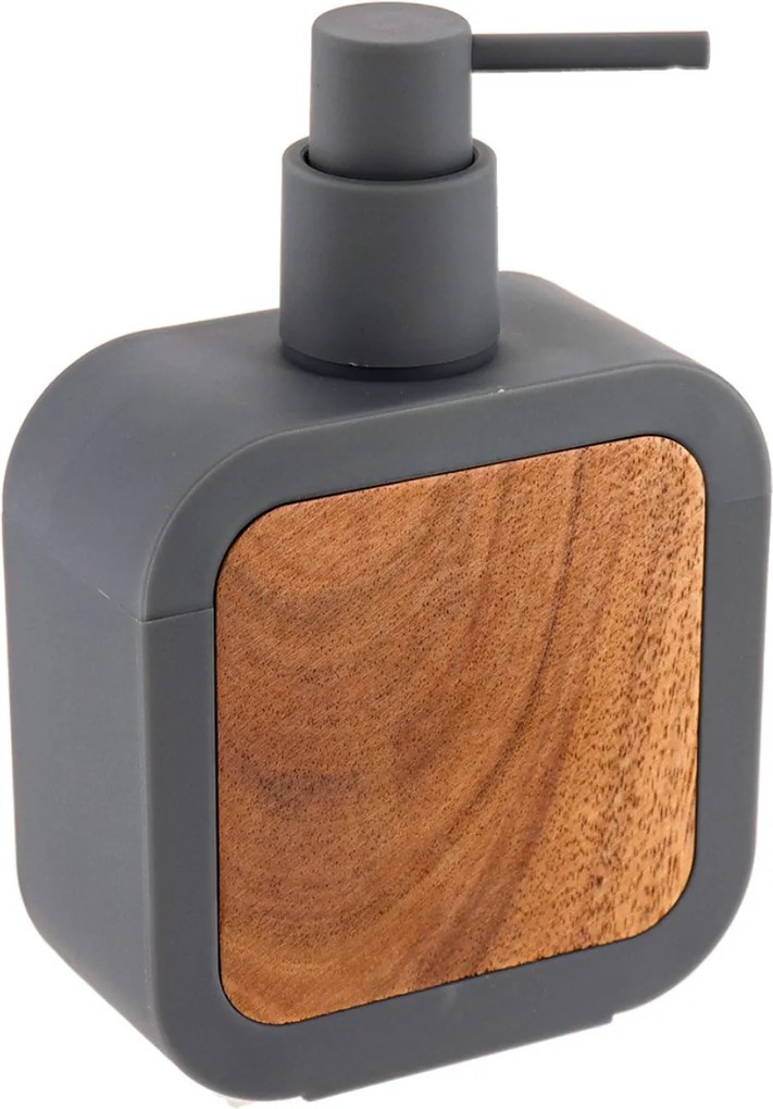 Dávkovač mýdla Tempesti, šedá/s dřevěnými prvky, 350 ml