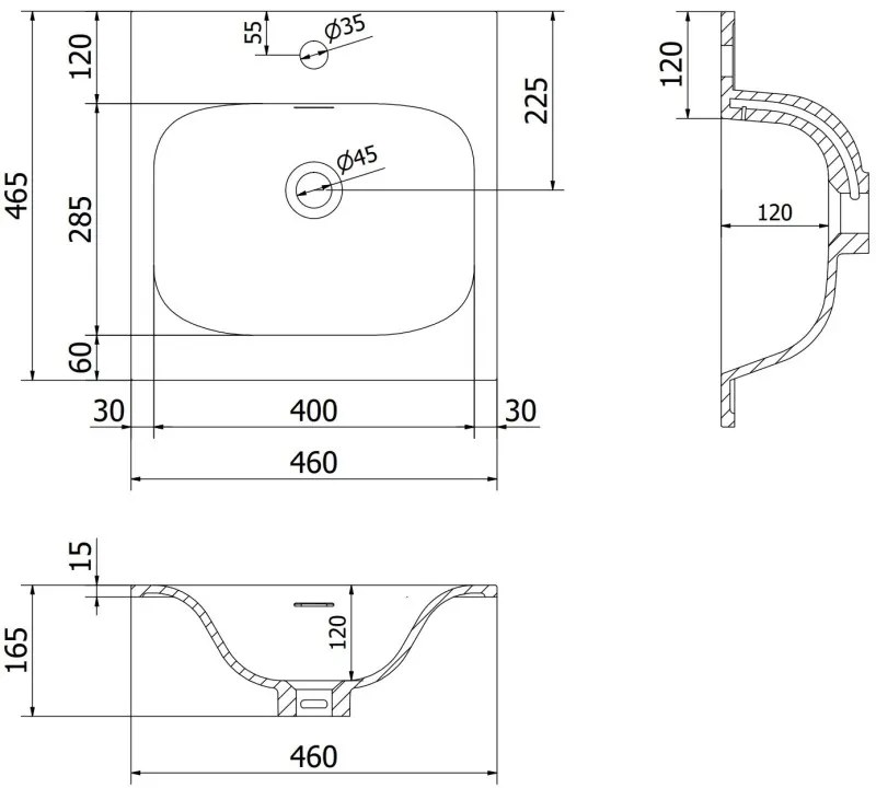 Mexen Rivel, koupelnová skříňka 45 cm s umyvadlem Vela, 1 zásuvka, drážkovaná, bílá matná, 91A20-04547-1-BF01-W23M01
